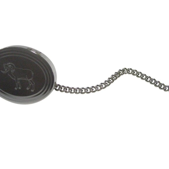 Kiola Designs | Accessories | Silver Toned Etched Oval Ram Tie Tack ...